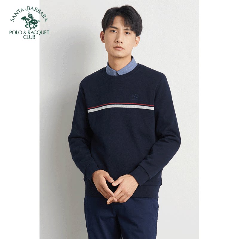 圣大保罗男装长袖休闲风卫衣套头运动上衣圆领宽松秋冬全棉针织衫