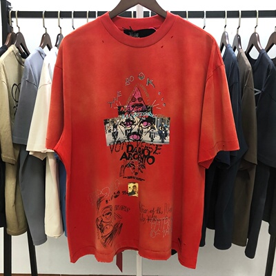 Paly Hollywood口袋芭比粉vintage水洗复古做旧宽松VTG短袖T恤男