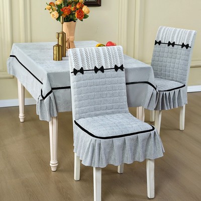 全包餐椅套桌布坐椅垫餐厅布艺家用椅子罩夹棉简约通用连体四季垫