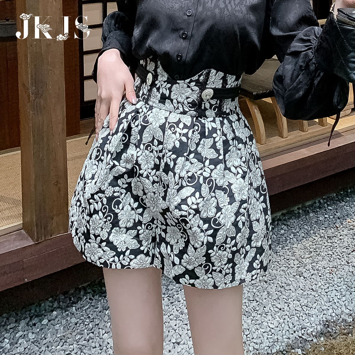 JKJS高腰短裤女小个子外穿春秋2023年新款休闲阔腿裤子a字短裤_虎窝淘