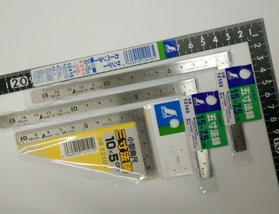 日本亲和小型曲尺三寸法师12101五寸12103钢角尺直角拐尺12416