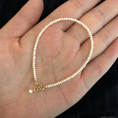 迷你通勤风百搭包金淡水珍珠手链