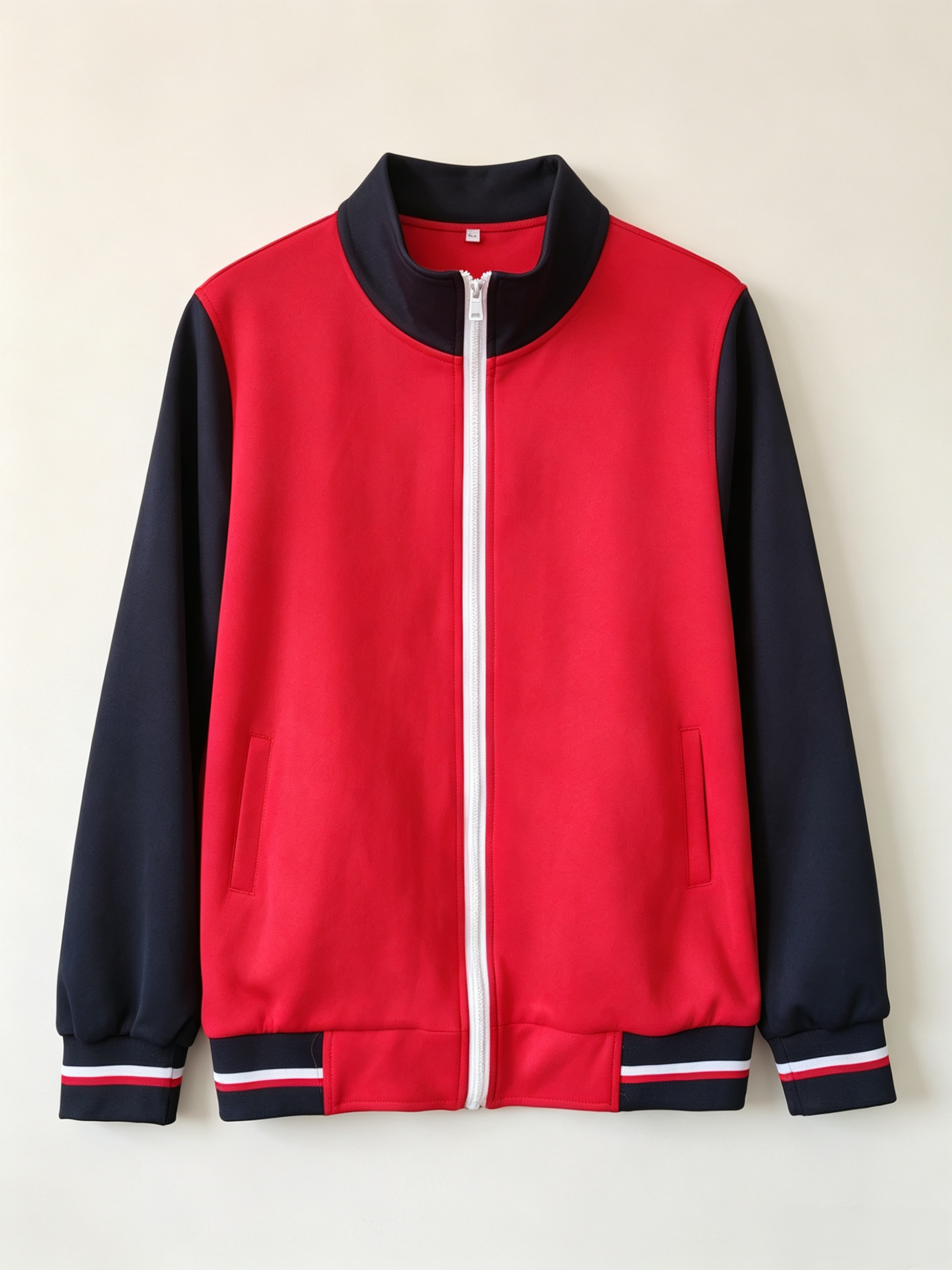 校服外套春秋儿童小学生上衣中学生高中生棒球服红色拼接白拉链儿