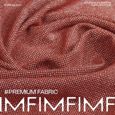 羊毛交织红色小香风粗花呢布料