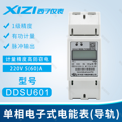 西子仪表单相电子式电能表2P导轨电表220V 5(60)A电流1级计量精度