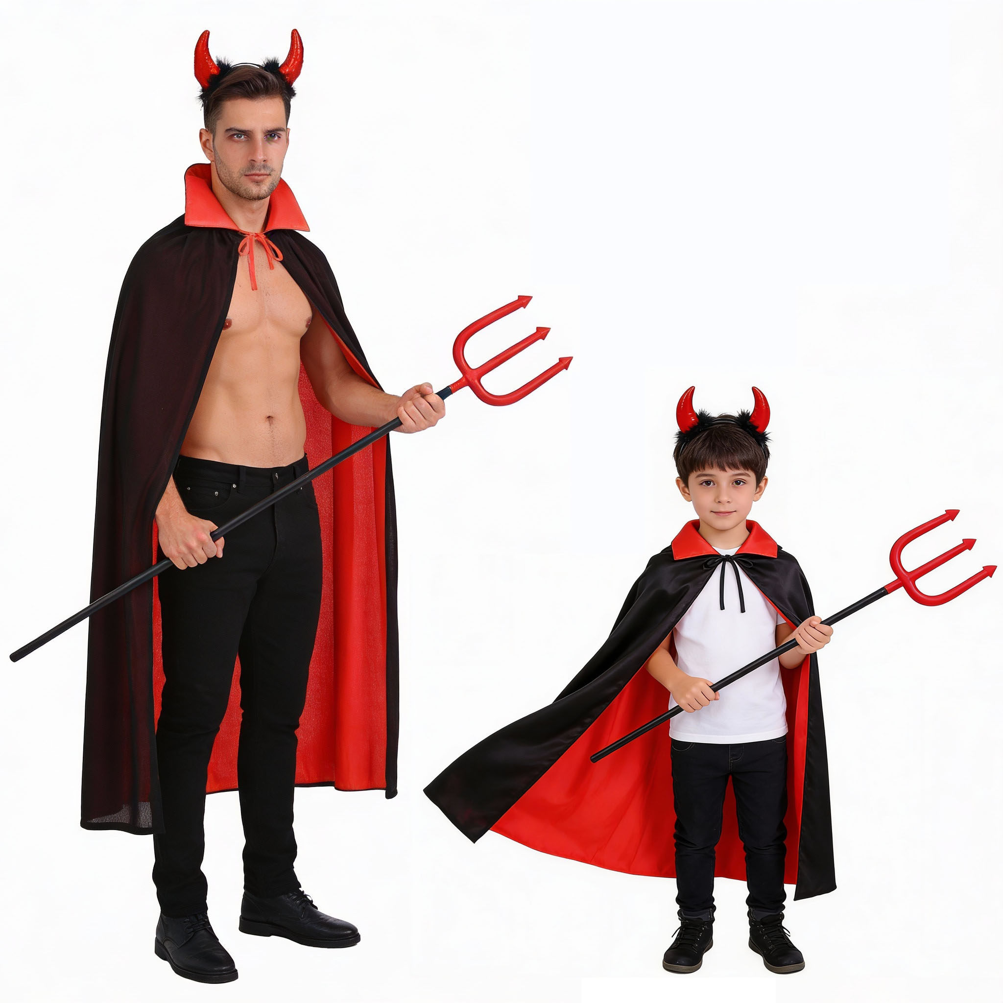 万圣节演出服装成人表演道具恶魔装扮披风牛角牛魔王三叉斗篷套装