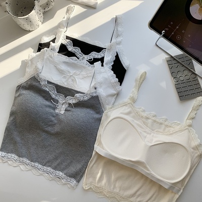 独特精致绝美蕾丝花边带胸垫吊带