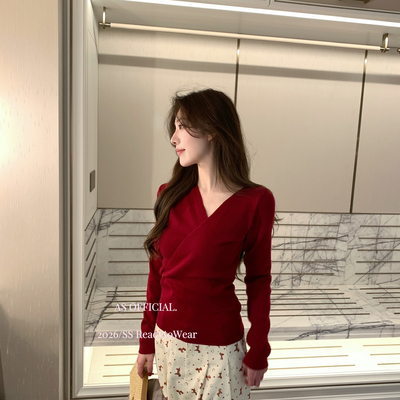 扭结v领针织衫YS1-15301