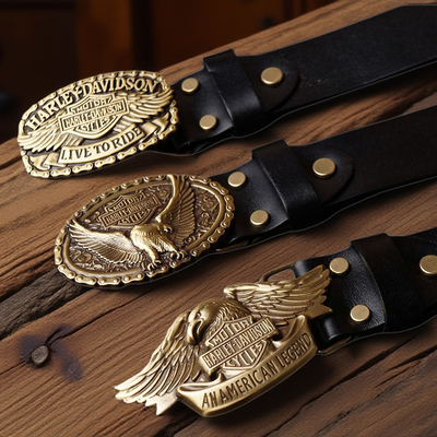 男女时尚头层牛皮实心铜扣机车