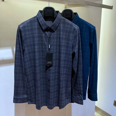 秋冬商务休闲格子男士长袖衬衫
