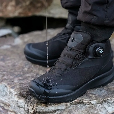旋转纽扣款男士冬季棉鞋防水透气多功能攀登徒步加棉中帮户外鞋