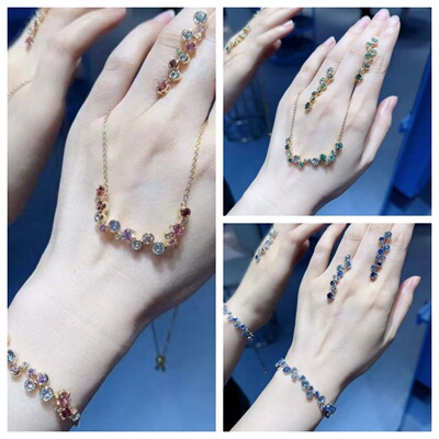 Constella蓝泡泡项链女镶钻套装