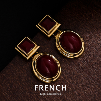 耳环红玛瑙美拉德女式