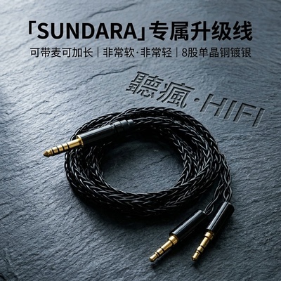 适配HIFIMAN SUNDARA耳机升级线带麦双3.5转4.4平衡软TYPE C 8股