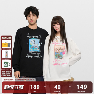 AFGK25FW涂鸦字体小狗长袖T恤