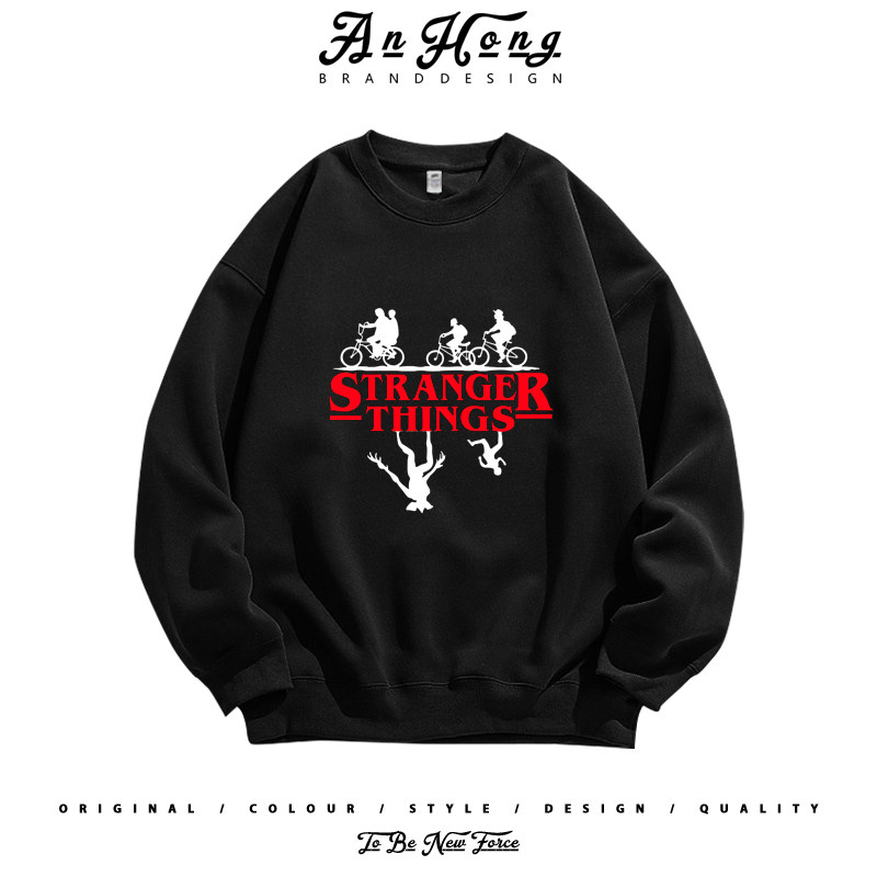 怪奇物语美式Stranger Things魔王直喷印花纯棉卫衣男装长袖T恤衫