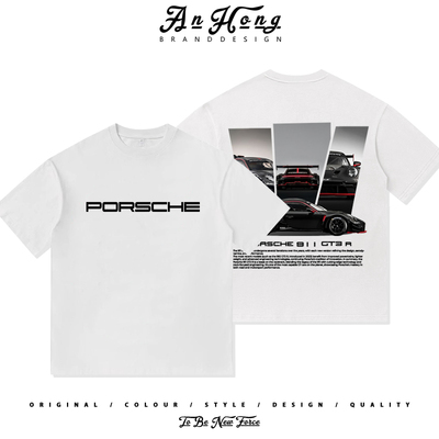 保时捷911超跑GT3改装文化美式纯棉短袖T恤男装百搭宽松休闲上衣