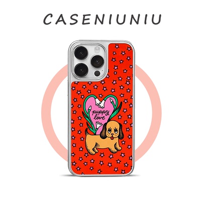 PuppyLove霓虹情书 适用苹果17promax手机壳磁吸iPhone16新款原创15文艺14小众高级感13华为小米15手机壳防摔