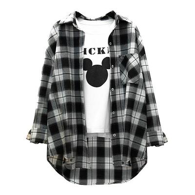 工艺精细宽松格子衬衫女休闲厚款