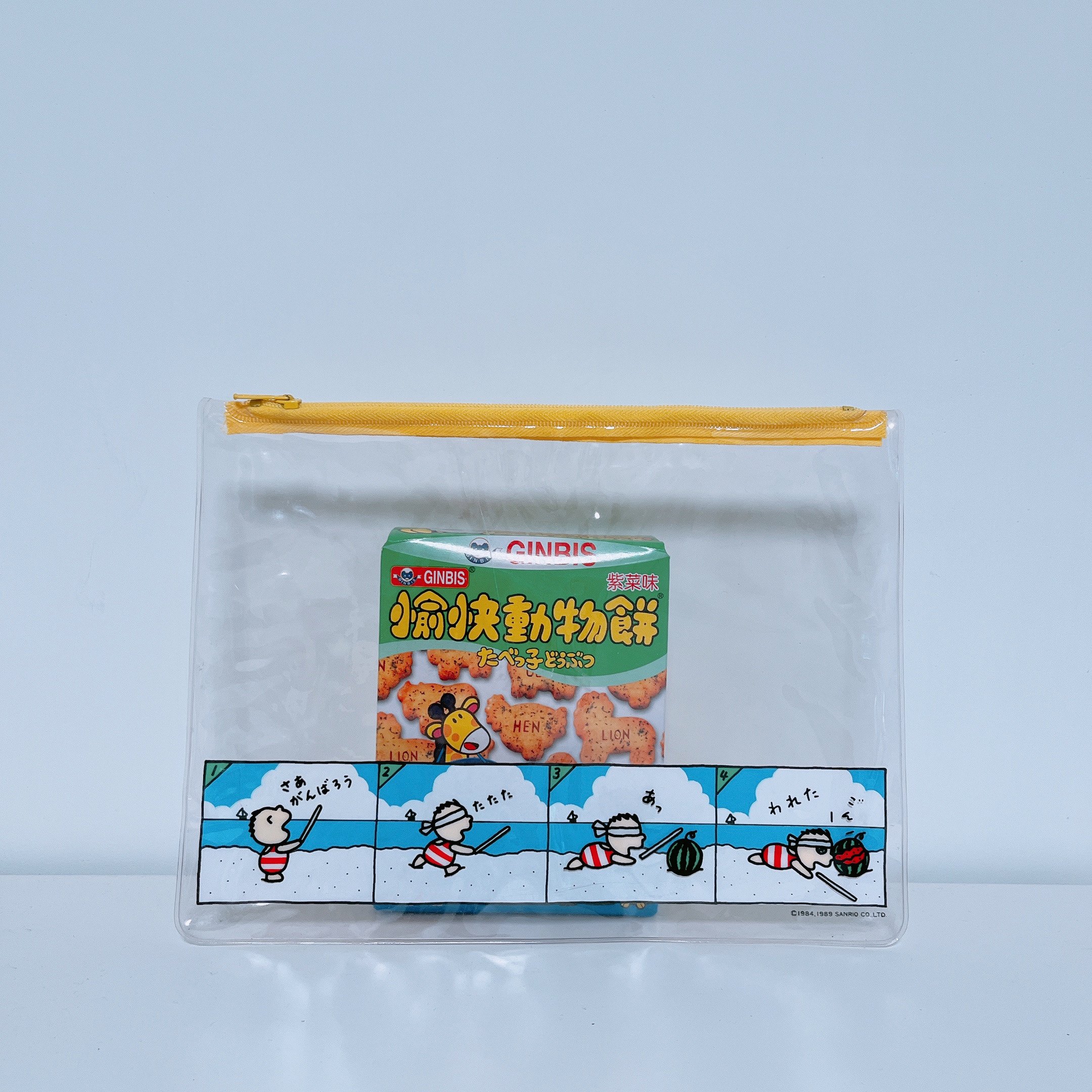 1989绝版三丽鸥大口仔pvc透明收纳袋中古化妆包minna no tabo