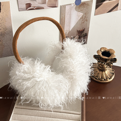 可爱自然卷仿羊毛耳罩女