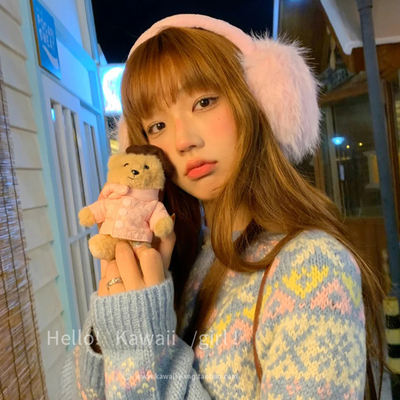 甜美可爱粉色防寒保暖耳套