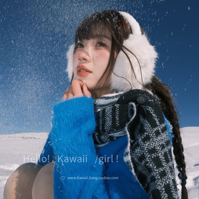 韩系雪地氛围感白色毛绒耳罩