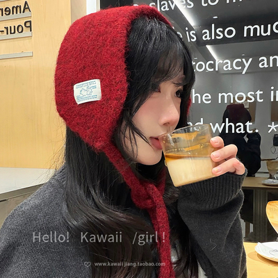 新年氛围感红色绑带耳罩