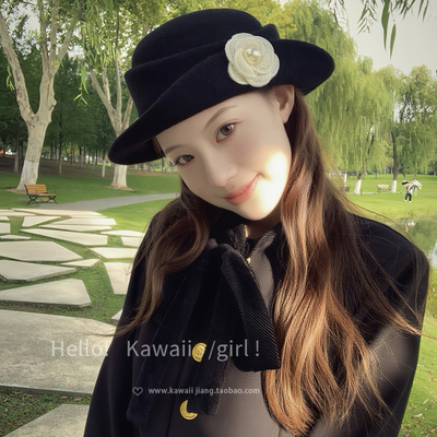 复古民国千金山茶花礼帽