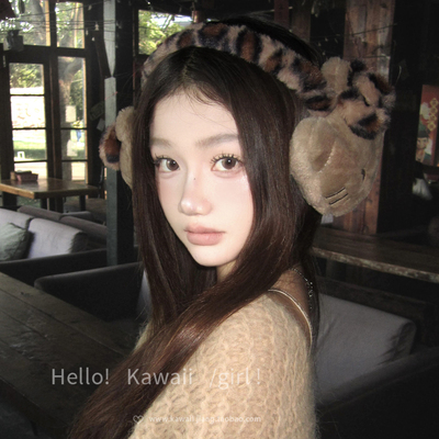 可爱豹纹kt猫毛绒耳罩冬保暖骑行防寒耳暖耳捂子防冻耳包甜酷辣妹