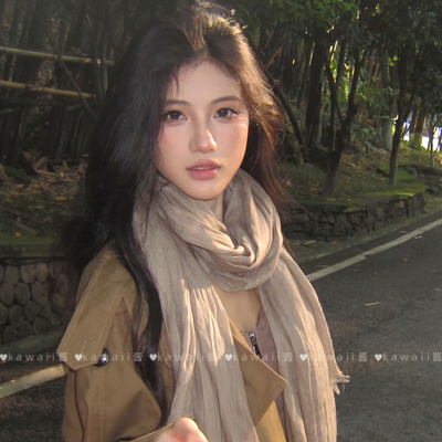 废土风复古文艺气质褶皱围巾