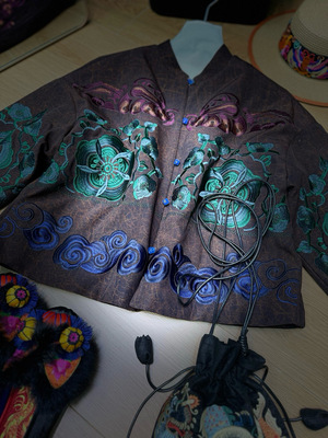 人丝香云纱重工苗绣外套新中式国风提花盘扣上衣宽松显瘦百搭外套