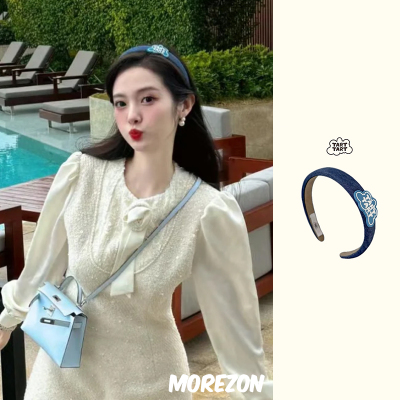 MOREZON【TART TART】24春夏新款甜美可爱蝴蝶结字母宽边牛仔发箍