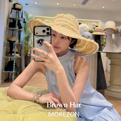 MOREZON【Brown hat Airy Wide lace Hat】26春夏镂空大檐遮阳帽