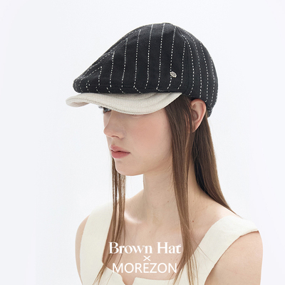 MOREZON【Brown hat Henry Hunting Cap】26春夏条纹拼接前进帽子
