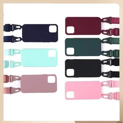 适用iPhone X XS XR XSMAX 11 12 13 Silicone Cover保护套iPhone 14 15 16 Pro Max Case+Lanyard挂绳壳