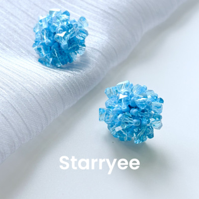 Starryee显白串珠绣球花朵耳钉女