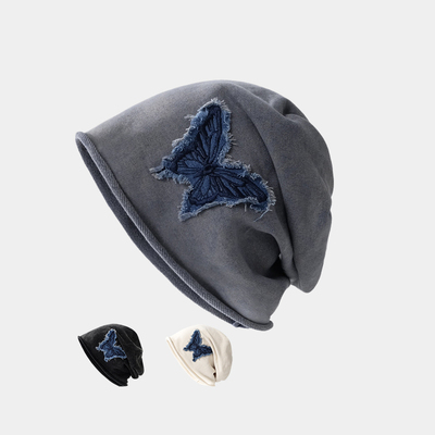 日系复古蝴蝶刺绣堆堆帽