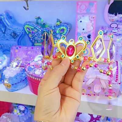祁北工坊叶萝莉DIY创意手工项炼皇冠贴纸钻石首饰盒珠宝女孩玩具