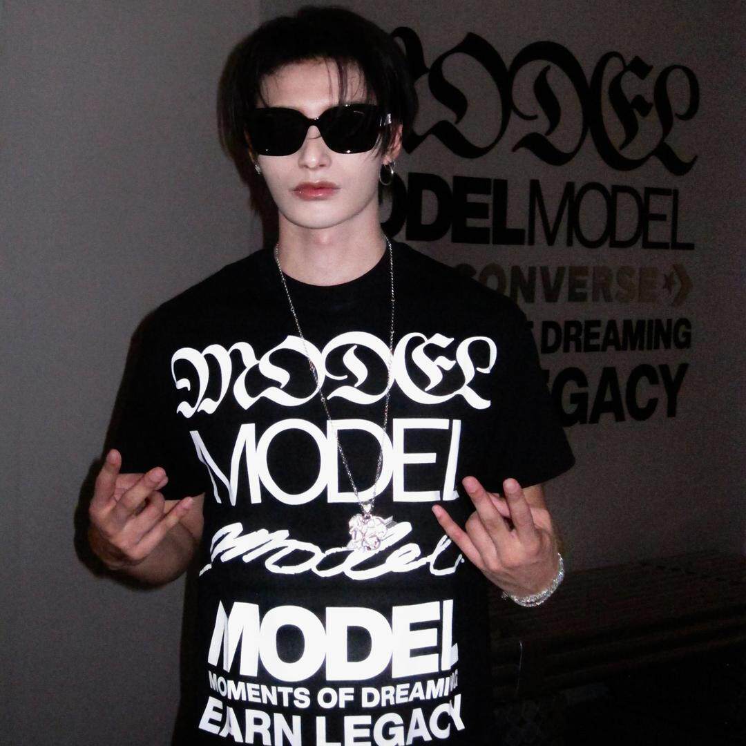 MOONWAV MODEL标语字母印花短袖T恤宽松版 夏季全棉短袖【M088123