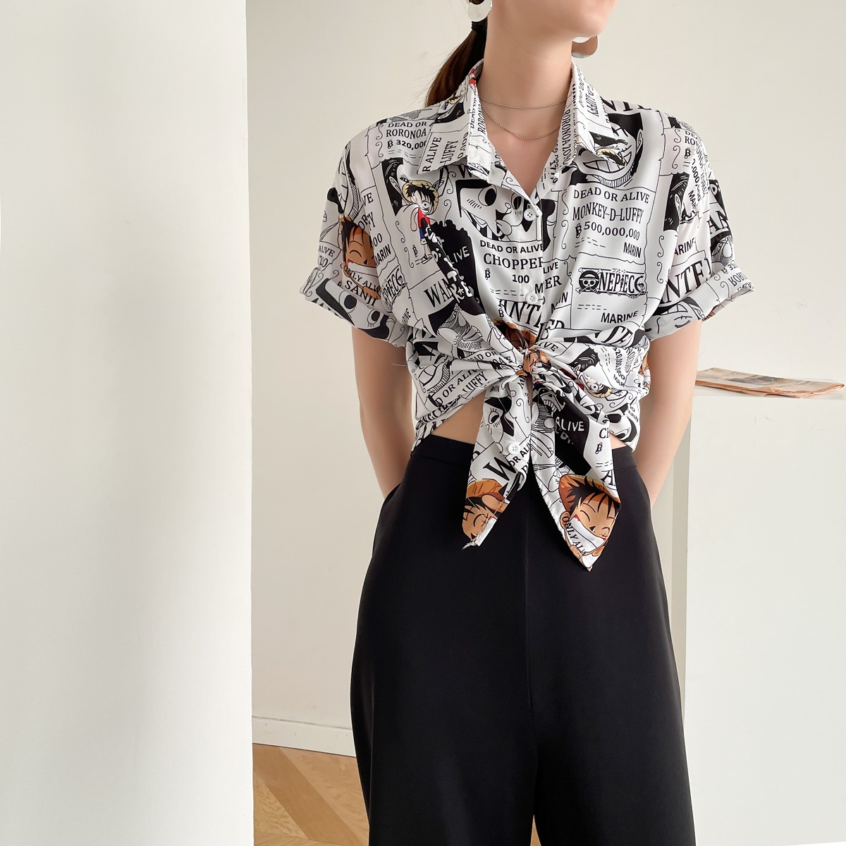 设计感小众印花衬衫女夏复古港味chic半袖衬衣潮_千金文艺女装QJWY8808 - 货捕头