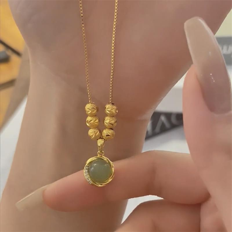 时尚设计六珠如意豆项链女气质轻奢百搭吊坠钛钢不掉色锁骨链配饰