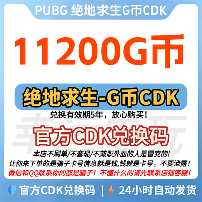 PUBG绝地求生 11200G币CDK兑换码吃鸡gb游戏币官方充值g币皮肤CDK