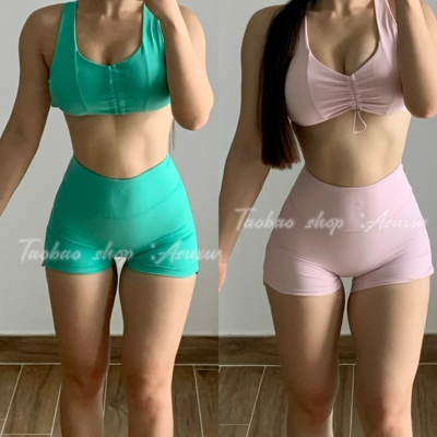 Asuxw高弹速干背心短裤健身套装