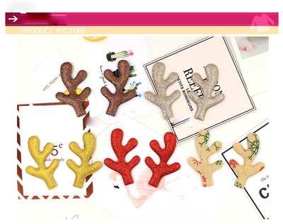 30PCS/Lot  5.2*8.5cm Christmas Antlers Padded Applique Craft