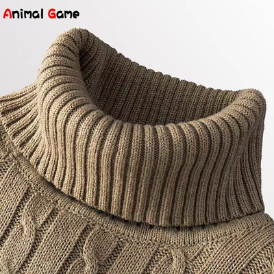 Winter Warm Turtleneck Sweater Casual Men's Rollneck Warm Kn