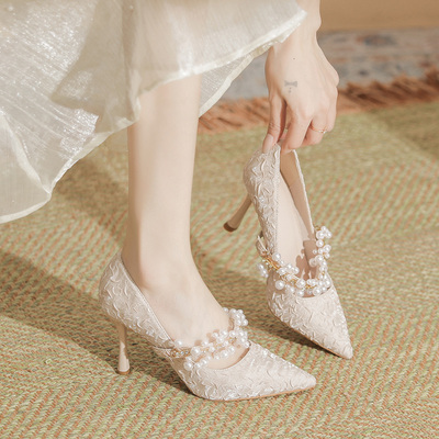 加肥加宽珍珠仙女风浅口女单鞋