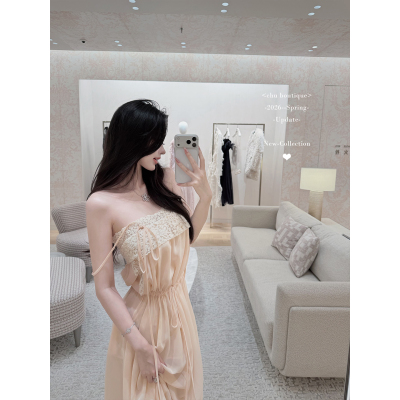 CHU小初/蕾丝系 y*l双色长裙/女神感连衣裙 肩带和腰部都可调节