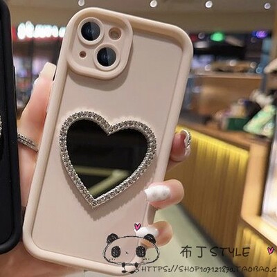 ins爱心镜子适用一加turbo6手机壳1+ace6t白色15/13/12创意ace3女one plus11r/ace2 pro/nord5/n100/ce4/3v/2