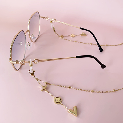 金色四叶草眼镜链钛钢墨镜链潮女